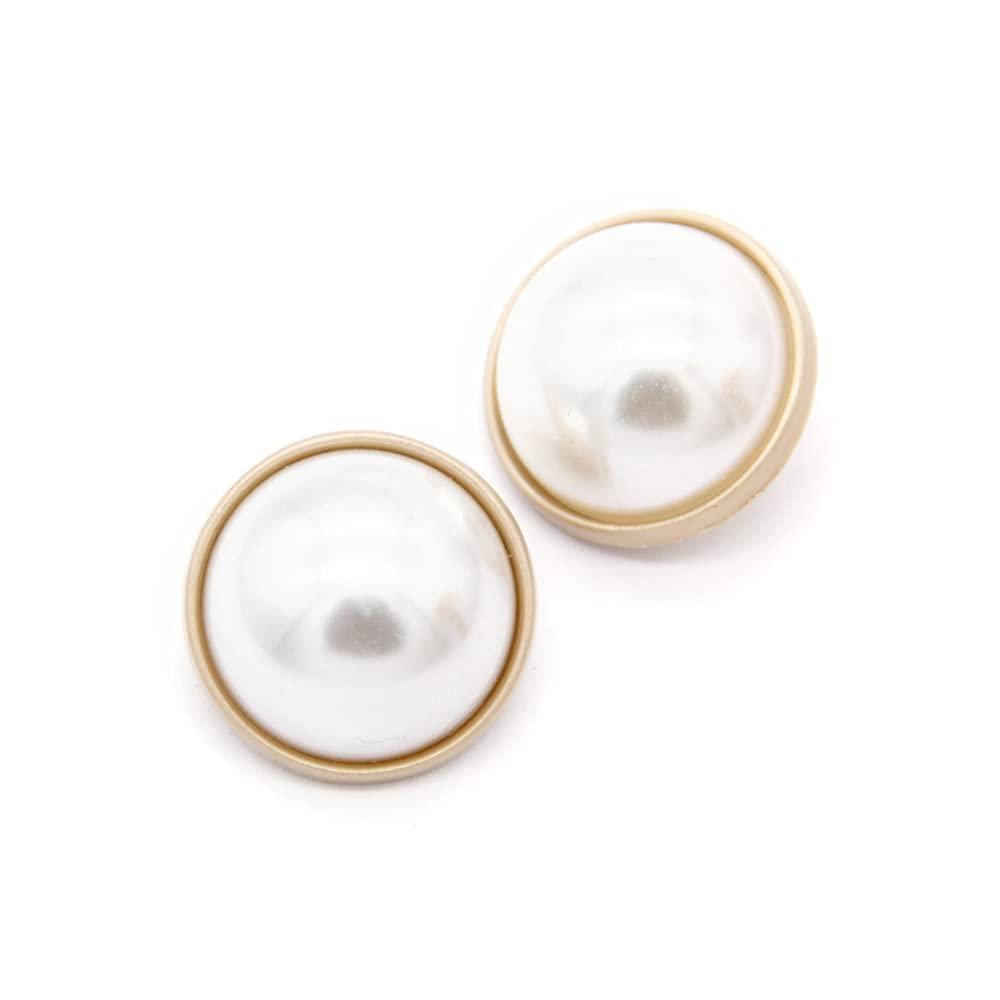 5 PCS Pearl Gold Metal Women Coat Buttons for Clothing Sweater Decoration Sewing Crafts Accessories (#5, 18mm)