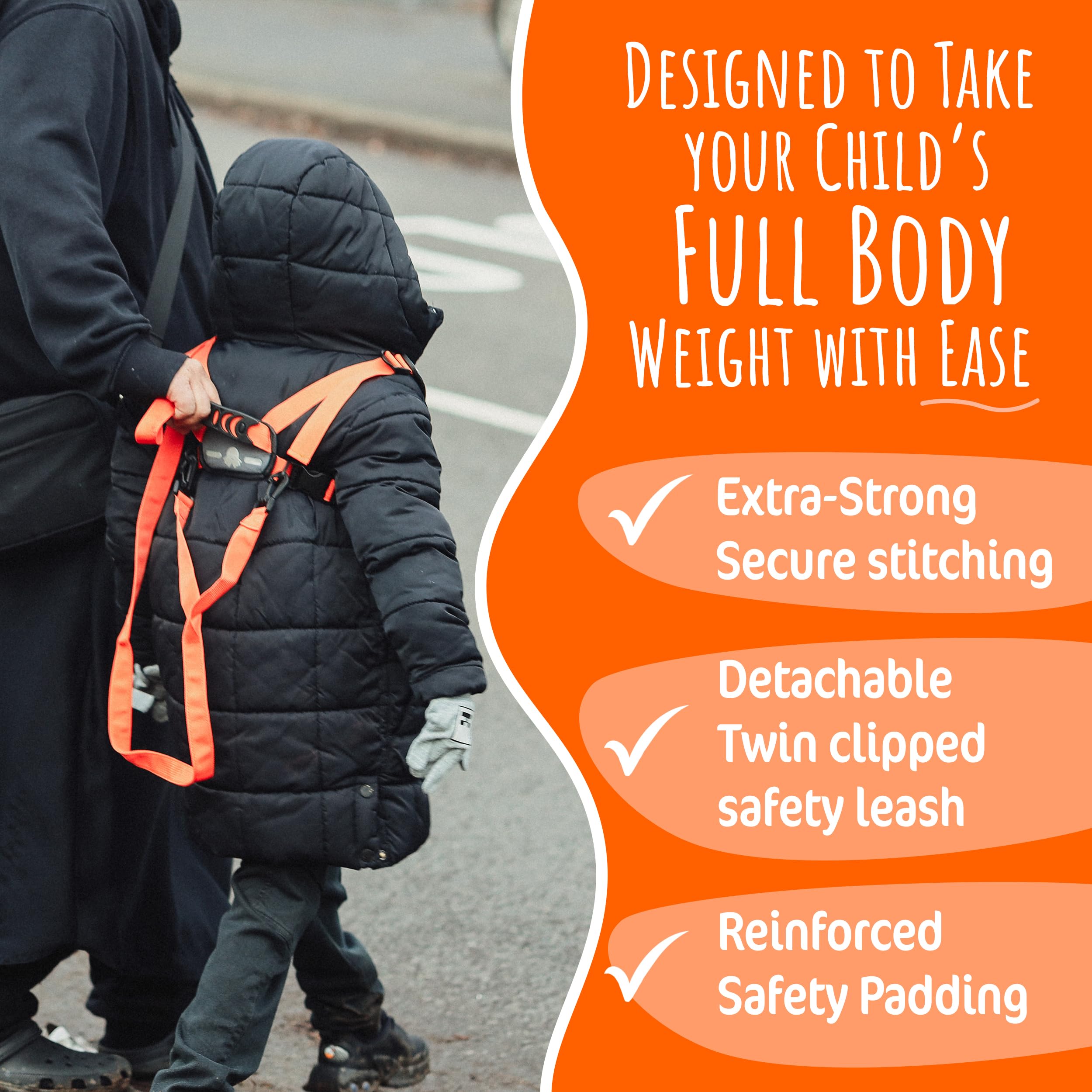 Hobbledehoo Active Child Harness, Safety Harness For Kids & Toddlers Aged 2-7 Years, Child Harness For Walking & Supporting SEN and Special Needs (Orange Harness with Leash)