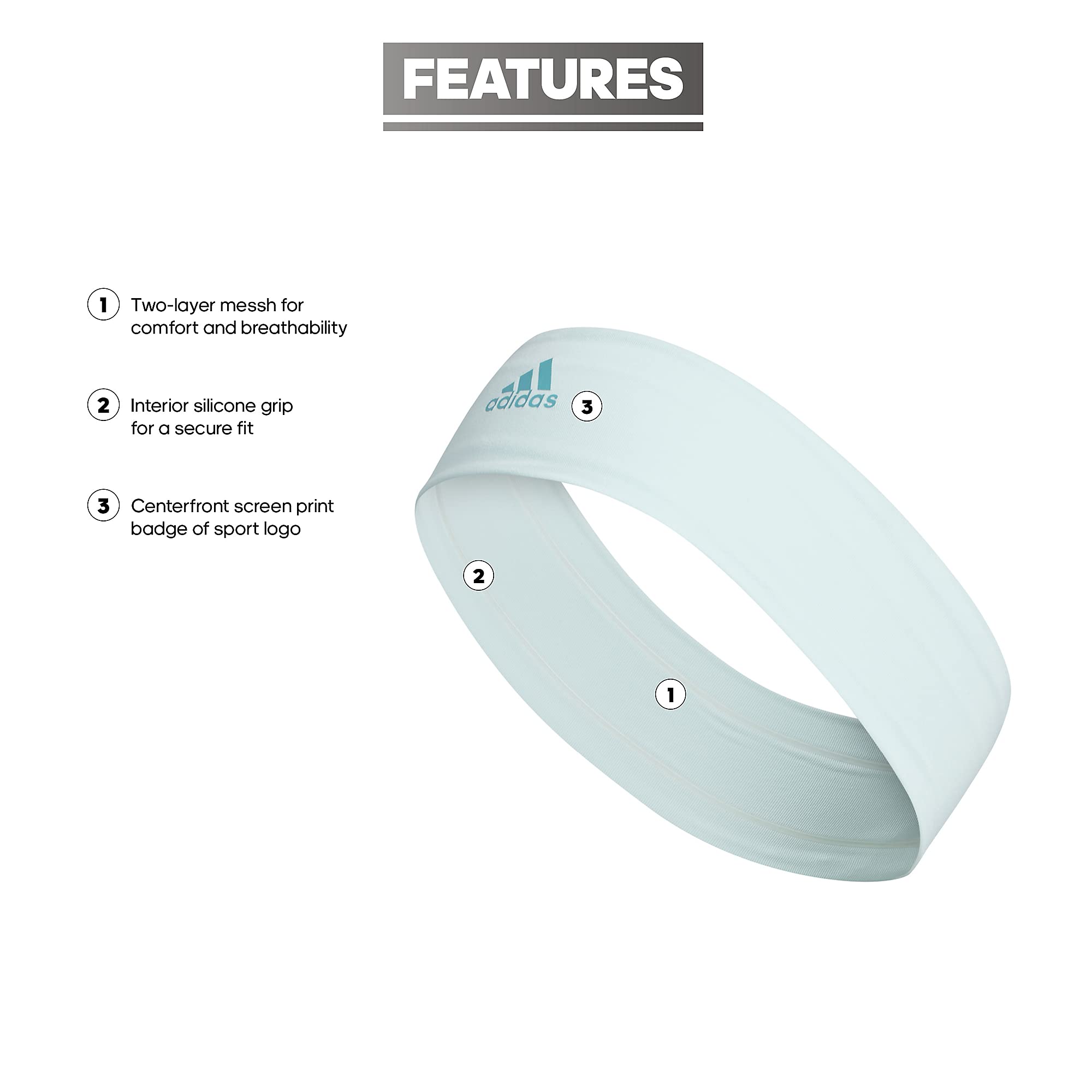 adidas Alphaskin 2.0 Elastic Headband β Discontinued, Halo Mint Green/Mint Tone Green, One Size