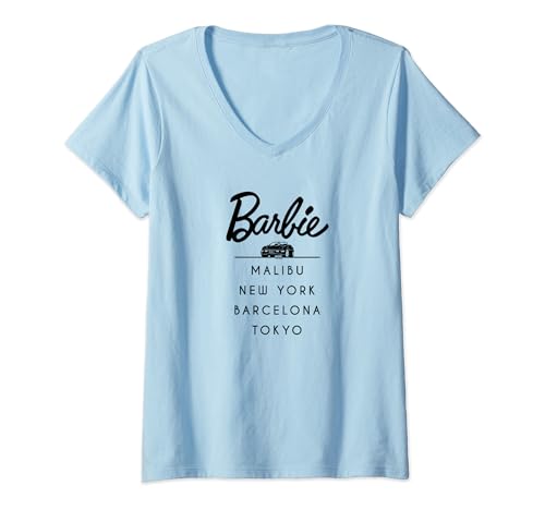 Barbie Tour Malibu New York Barcelona Tokyo V-Neck T-Shirt