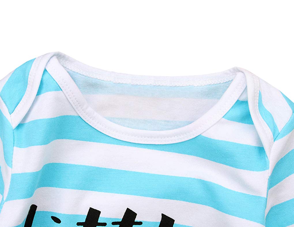 DPSKY Newborn Baby Sleeper Gowns & Headband Little Sister Brother Printed Striped Baby Sleeping Bag (blue)