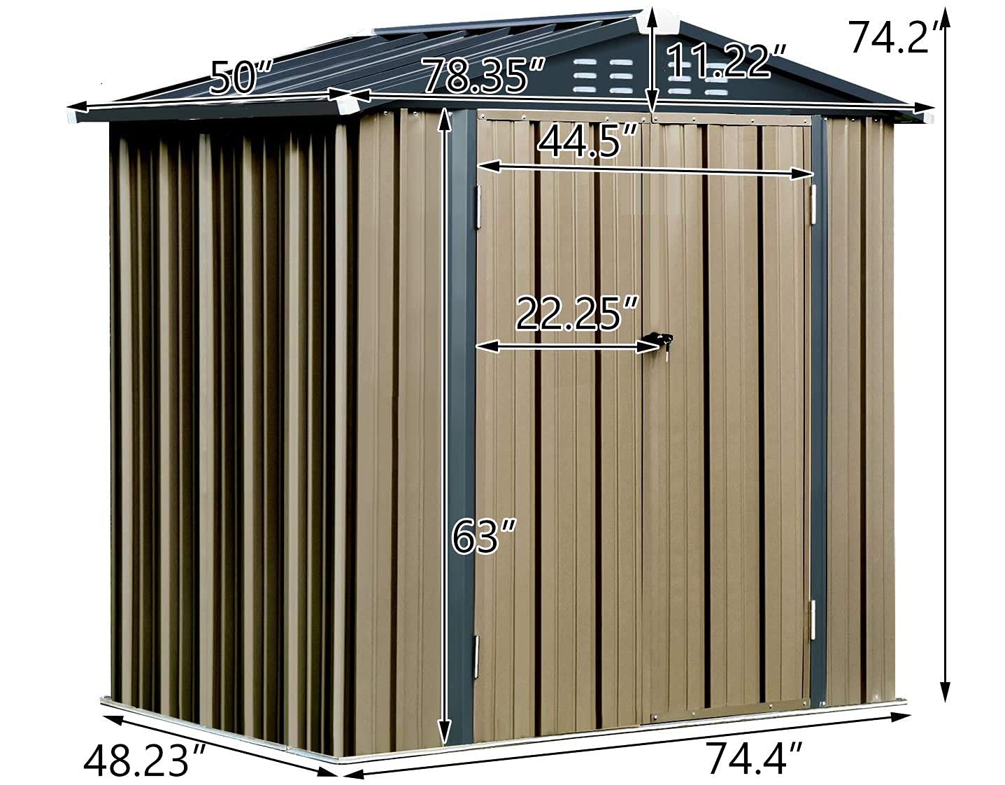 6 x 4 FT Storage Sheds Outdoor, Storage Garden Shed Tool Sheds for Home Yard Patio Backyard Deck, Metal Garden Shed with Padlock, Dark Grey