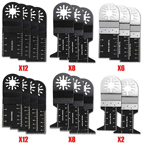 48PCS Metal Wood Oscillating Multitool Quick Release Saw Blades Fit Fein Multimaster Porter Cable Bosch Dremel Craftsman Ridgid Ryobi Makita Milwaukee Dewalt Rockwell (48Pcs)