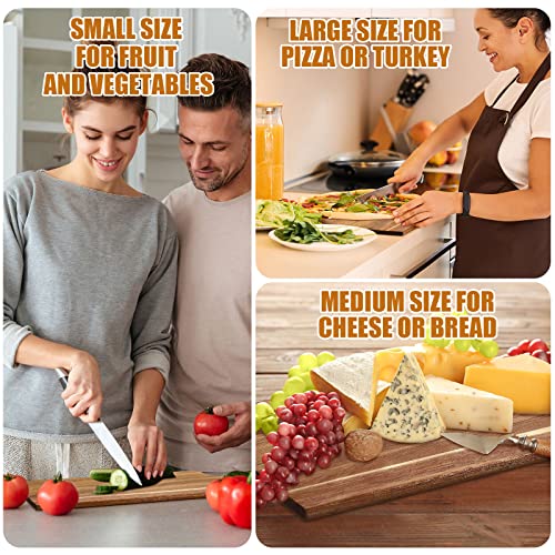 6 Pcs Cutting Board Set Plain Chopping Board with Handles Laser Engraving Serving Board Wooden Charcuterie Kitchen Board Bulk for DIY Housewarming Christmas Gift (17 x 6 Inch, Acacia Wood)