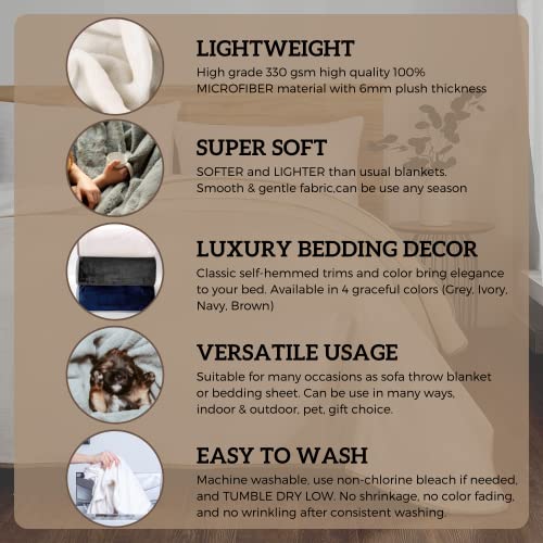 allecalm Fleece Bed Blanket King Size Lightweight Soft Warm Comfortable Cozy Fuzzy Plush Blanket for All Season for Bed, Sofa, Couch, Travel, Camping, Gift, 108x90 inch, Brown Tan