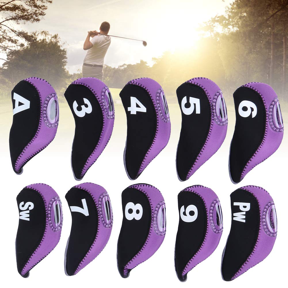 Accessory, Black Purple Number 10PCS Universal Putter Headcover Soft for Outdoor