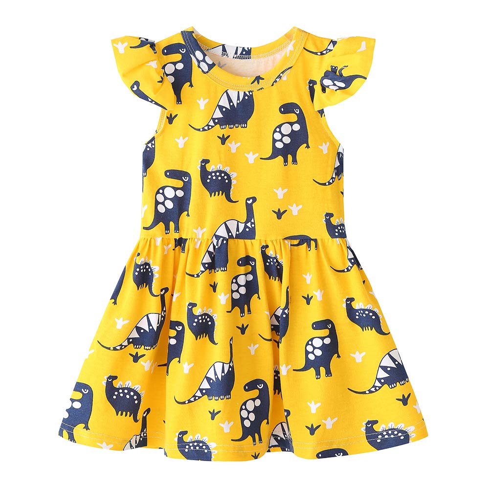Jeinxcn Toddler Baby Girl Dinosaur Party Dress Summer Holiday Dress Outfit Clothes 4T