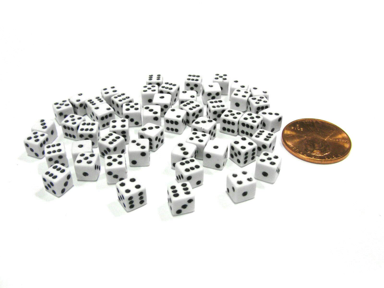75 Pack 16mm Standard Dice, White Dice with Black Pips Dots for Board Games