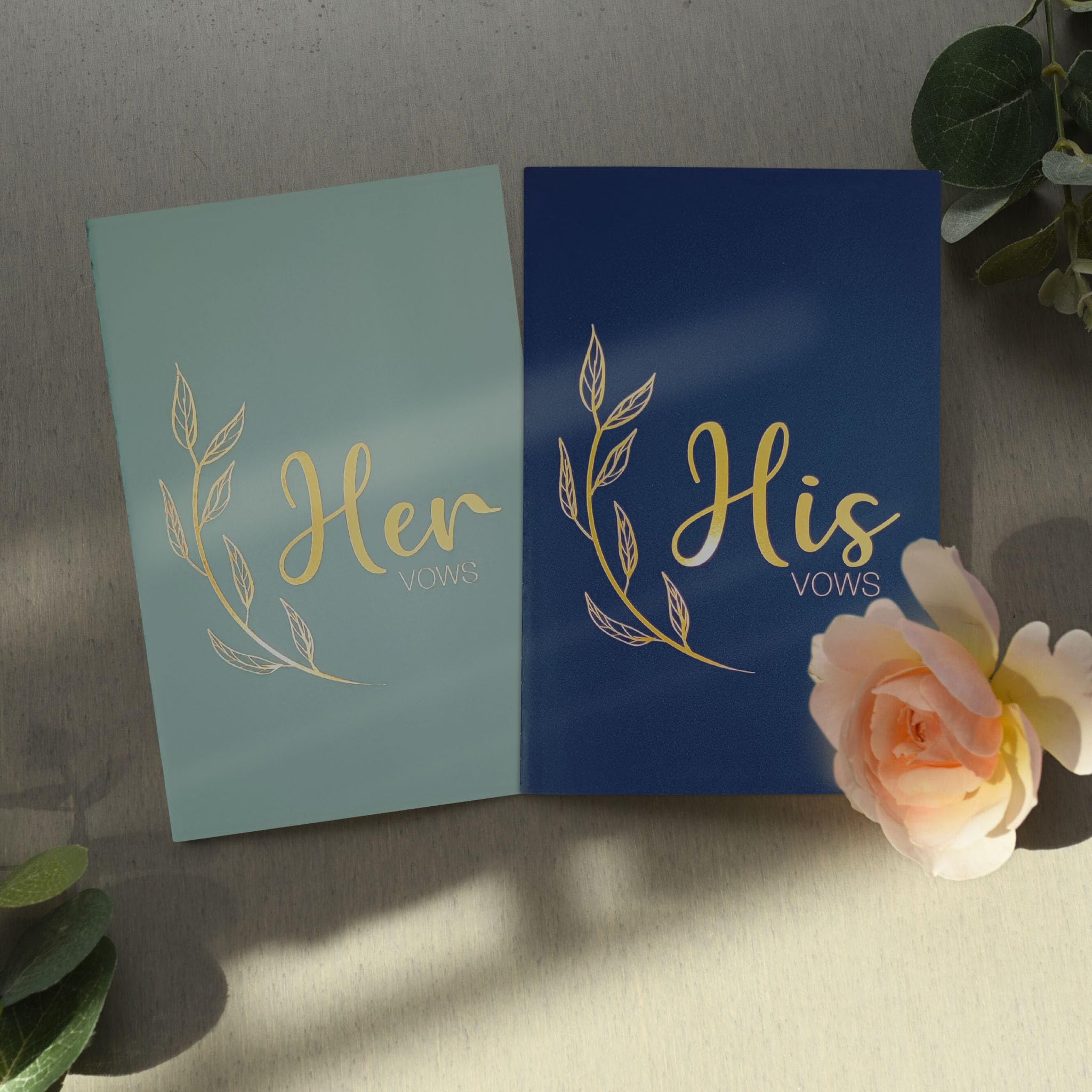 fusuu Wedding Vow Books - Vow Books His and Hers - Gold Foil Lettering with 28 Lined Pages β Bridal Shower Gifts - Peferct Addition for Your Wedding Day (Blue)