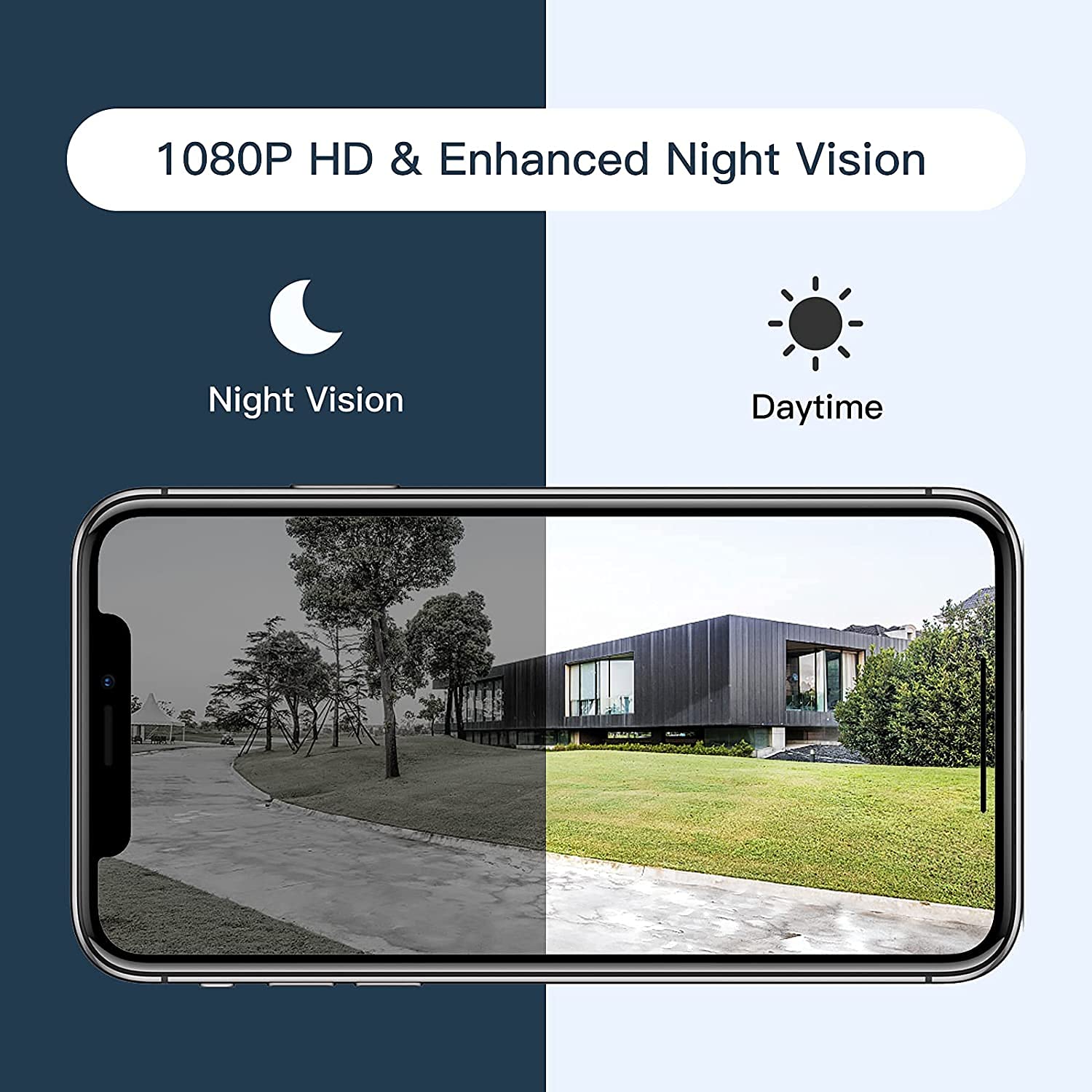 LAXIHUB Security Camera Outdoor 1080P Full HD, 2.4G WiFi Plug-in Camera, Motion & Noise Detection IP65 Waterproof, Night Vision, Two Way Audio-Compatible with Alexa & Google
