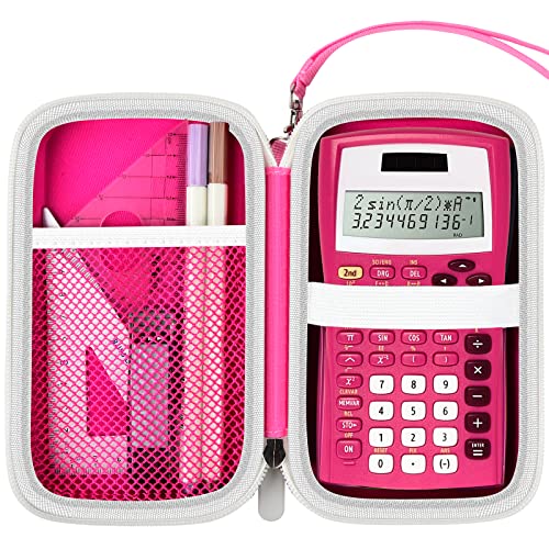 Case Only Compatible with Texas Instruments TI-30XIIS Scientific Calculator, Travel Office Calculators Storage Holder Bag with Extra Mesh Pocket for Pens, USB Cables and Accessories (Bag Only) - Red