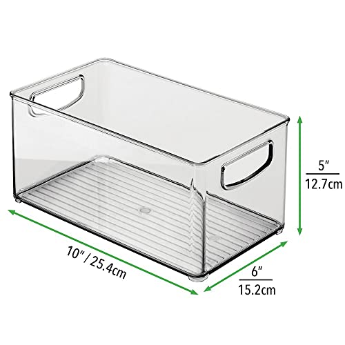 mDesign Plastic Kitchen Organizer - Storage Holder Bin with Handles for Pantry, Cupboard, Cabinet, Fridge/Freezer, Shelves, Counter - Holds Canned Food, Snacks - Ligne Collection - 4 Pack - Smoke Gray