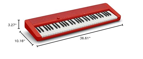 Casio Casiotone CT-S1 61-Key Portable Digital Keyboard - Red Bundle with Adjustable Stand, Bench, Headphones, Sustain Pedal, Instructional Book, Instructional DVD, and Austin Bazaar Polishing Cloth