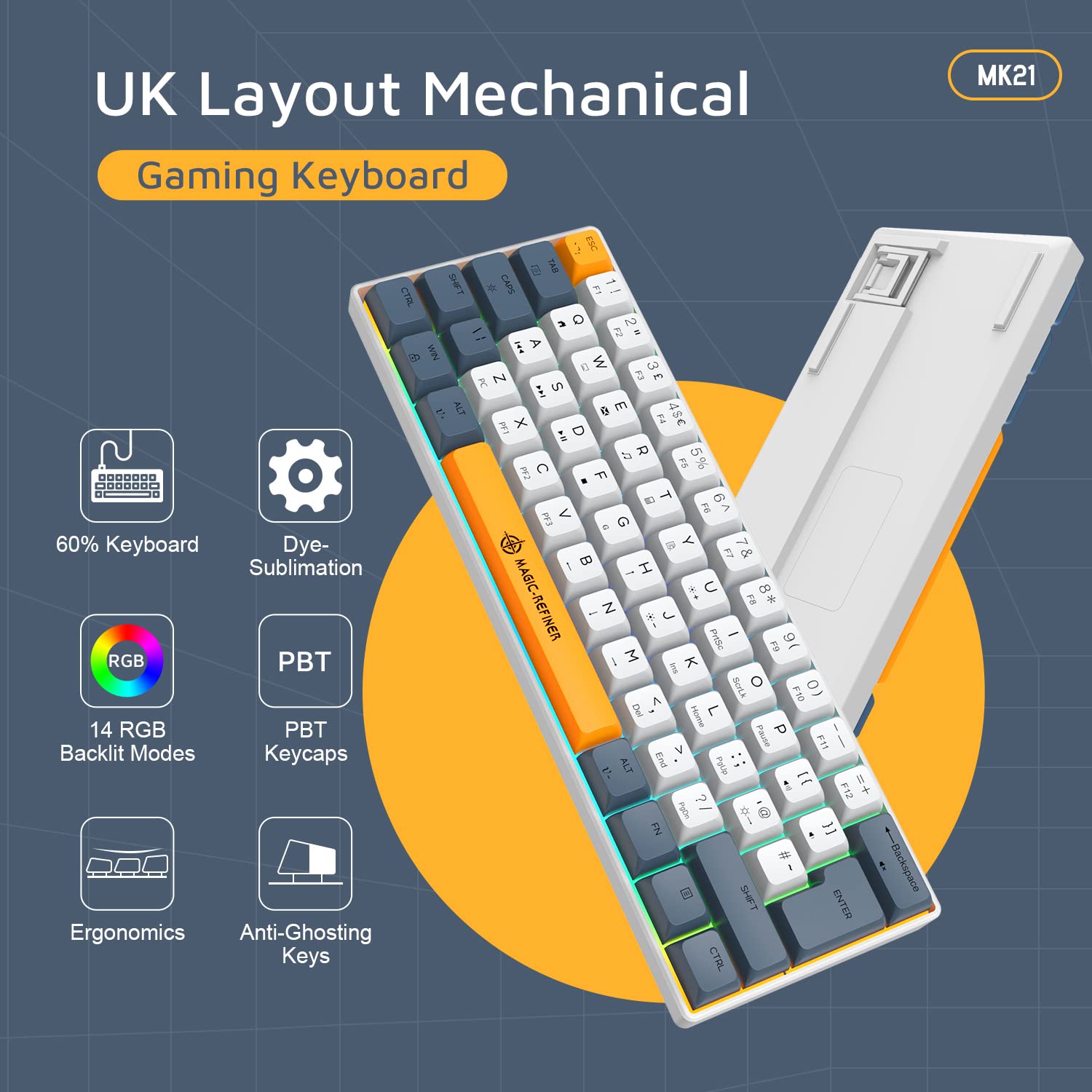 60% Mechanical Gaming Keyboard and Mouse,Wired Compact PC keyboard with Red Switch,RGB LED Backlit,OEM Dye Sublimation PBT Keycaps,12000DPI Lightweight Gaming Mouse,Mouse Pad for Computer/Laptop