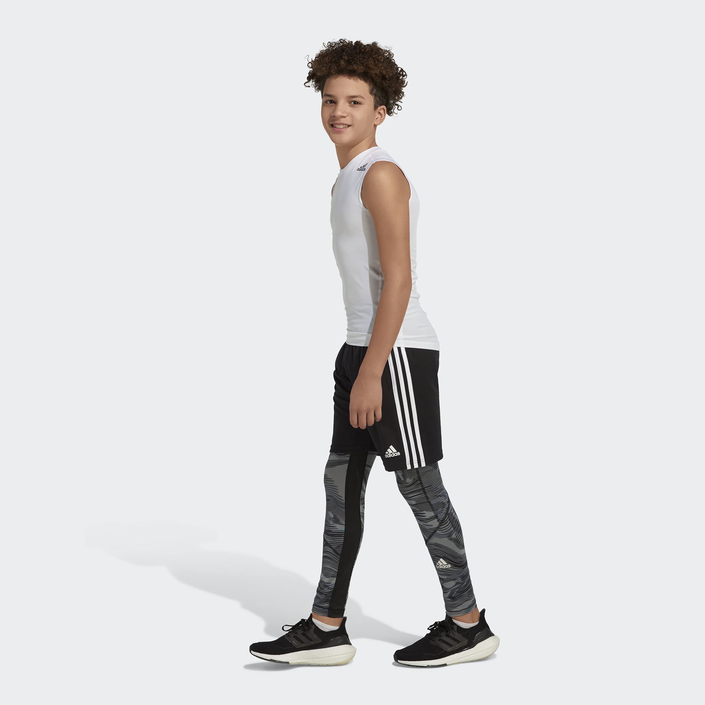 adidas boys Sleeveless Aeroready Tech Fit Top T Shirt, White, Small US