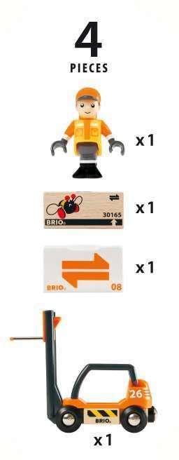 BRIO World 33573 - Wooden Toy Train Fork Lift Set - Interactive Play for Toddlers | Enhances Motor Skills | Safe & Compliant with All Safety Standards | Ideal for Kids Ages 3 and Up