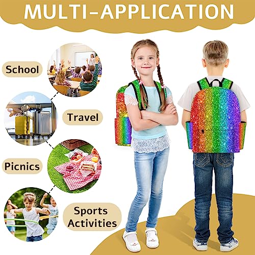 Bardic Backpack for Kids Kindergarten Boys Girls Backpack Metal Double Zipper Lightweight School Bookbag Travel Backpack - Rainbow Glitter Star