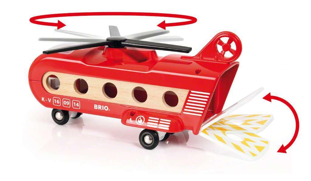 BRIO World 33886 - Cargo Helicopter - Premium Wooden Train Toy | Safe and Durable | Compatible with All Sets | Fun for Toddlers and Kids | Includes Figure and Accessories