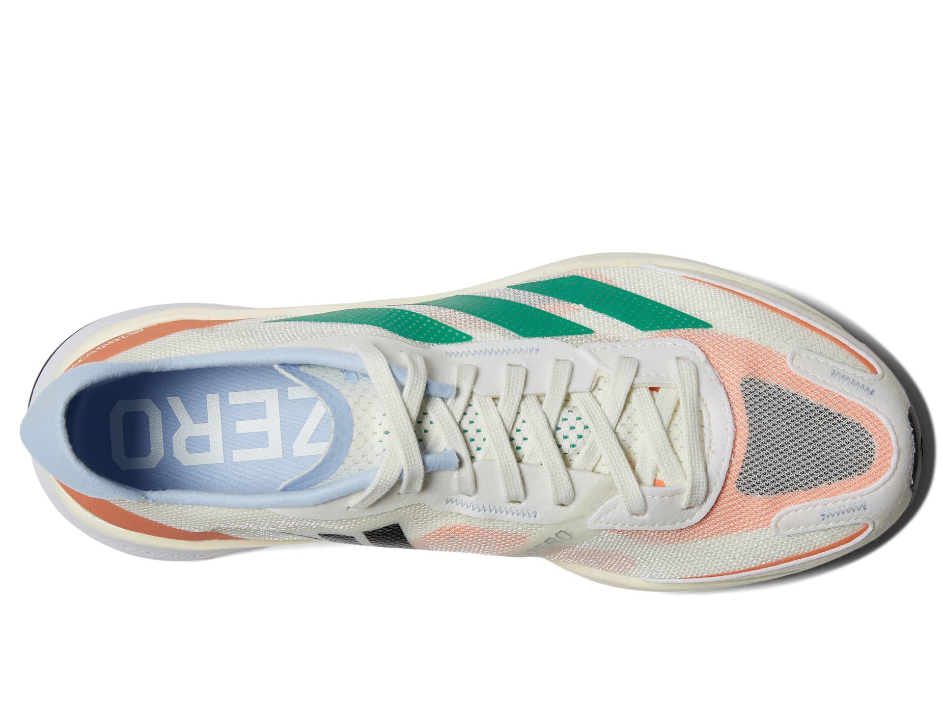 adidas Woman's Adizero Boston 11, White Tint/Court Green/Coral Fusion, 7 M