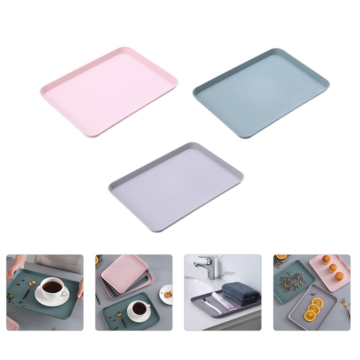 6 Pcs Square Plastic Fruit Plate Serving Platters Plastic Fruits Plate Rectangular Party Platters Plastic Plate Serving Party Platter Service Plate Rectangular Serving Tray