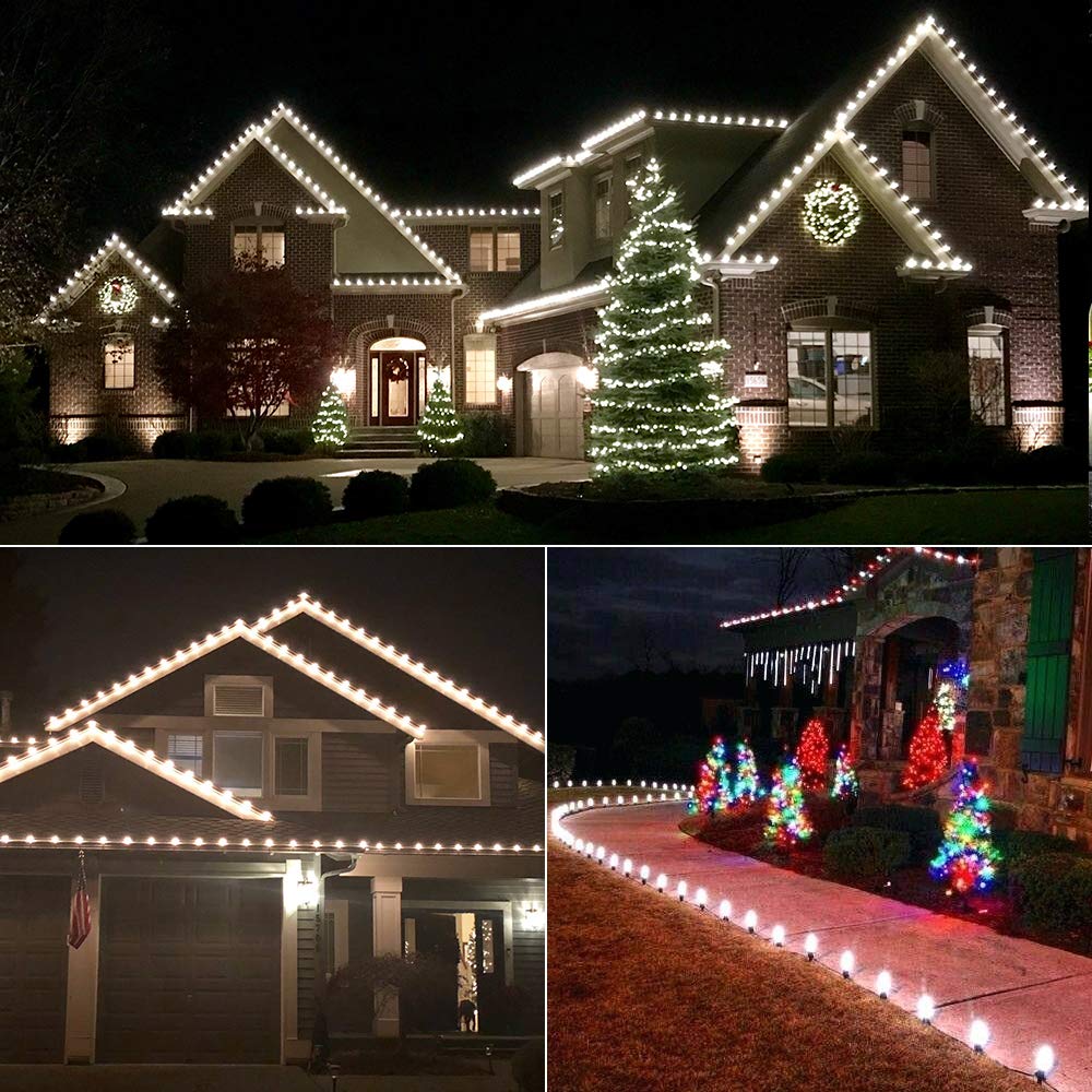 Brizled Upgrade Faceted C5 LED String Lights, 100 LED 33ft Mini String Lights, 120V UL Certified Clear Christmas Light Set for Indoor & Outdoor Decoration, Patio, Garden, Party and Holiday, Cool White