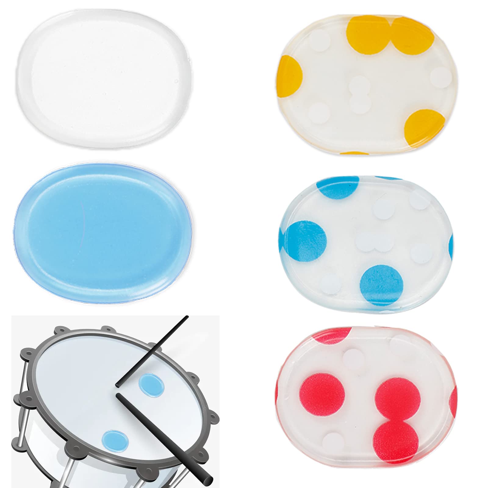 30Pcs Drum Damper Pad Silicone Drum Mutes Pads Silencers Round Drum Dampening Gel Pads Set for Drums Tone Control(30Pcs, Color Set)