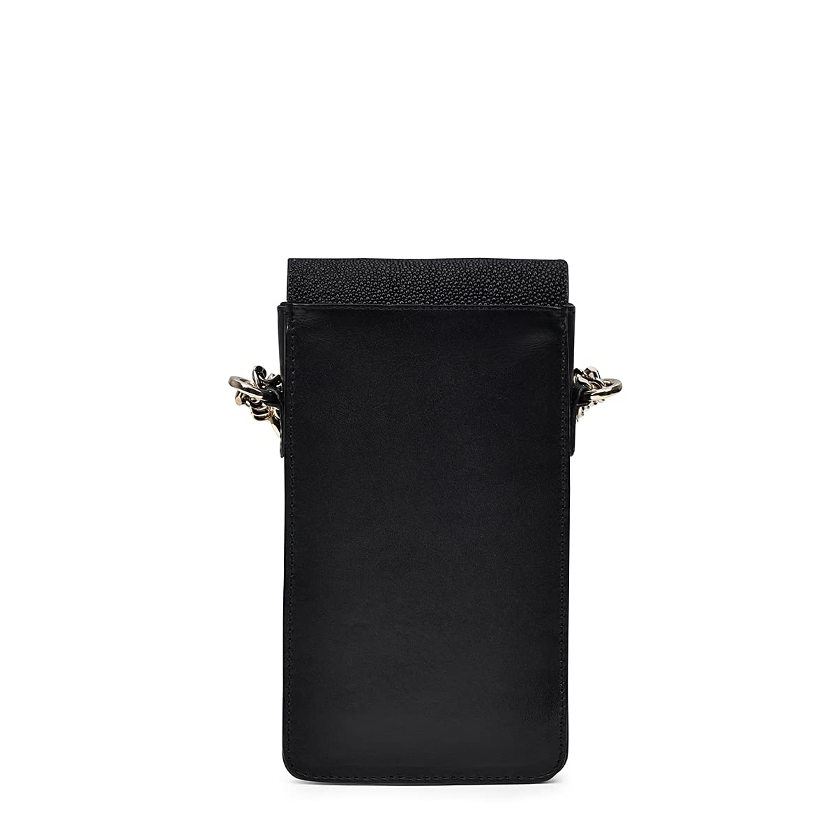 Cuadra Women's Cell Phone Pouch in Genuine Stingray Leather Black, BOD38MA