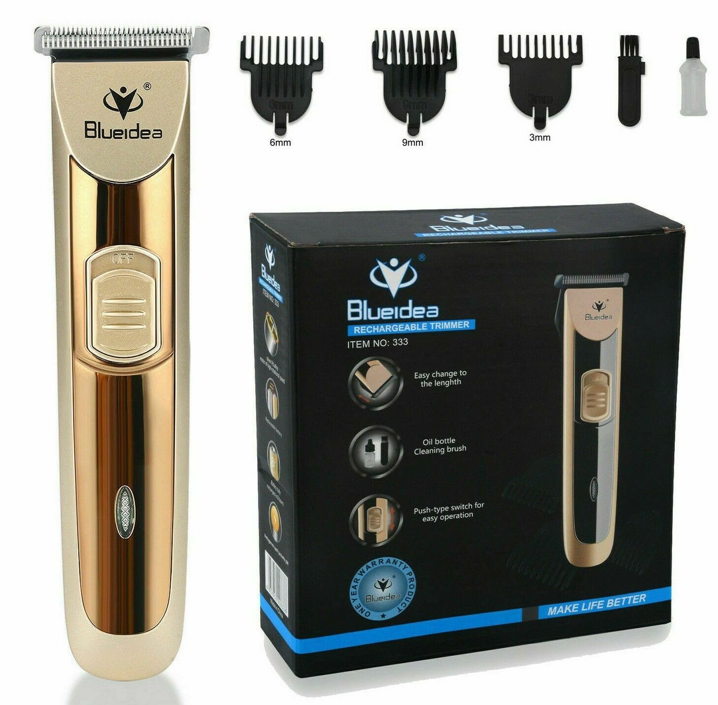 Professional Hair Clippers, Rechargeable Hair Clippers Set, Low Noise Haircut Trimmer Professional Hair Clippers with 4 Guide Combs Brush for Men/Kids/Baby/Women