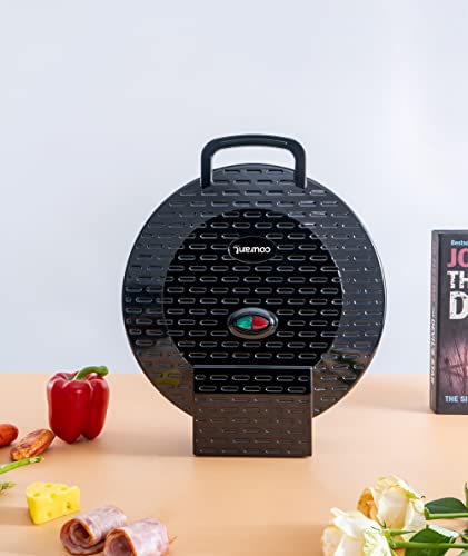 Courant Pizza Maker 12 inch Pizzas Machine, Newly improved Cool-touch Handle Non-Stick plates Pizza oven & Calzone Maker, Electric Countertop Oven for Home or School, 12β Indoor Grill/Griddle, Black