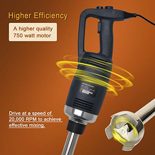 Zz Pro Commercial Electric Big Stix Immersion Blender Hand Held Variable Speed 750 Watt Mixer with 20-Inch Removable Shaft, 50-Gallon Capacity(LW750S20)
