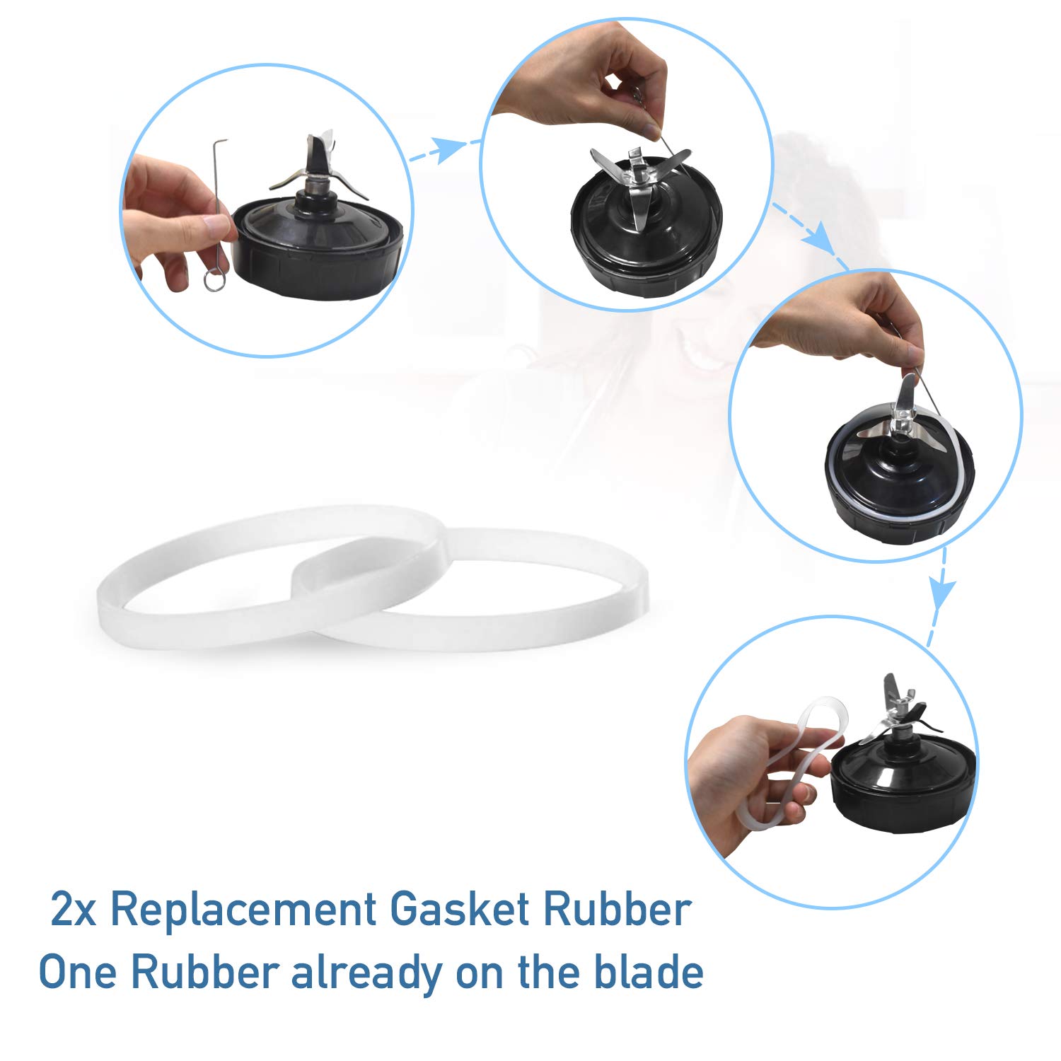 7 Fins Ninja Blender Blade Replacement Parts,bottom Blade For Ninja Blender,for Nutri Ninja Blender Extractor Blade Auto Iq Bl682-30 Bl642-30 Bl450-30 Bl482-30 Nn100 Bl492 Bl2013 (2 Gasket,1 Hook)