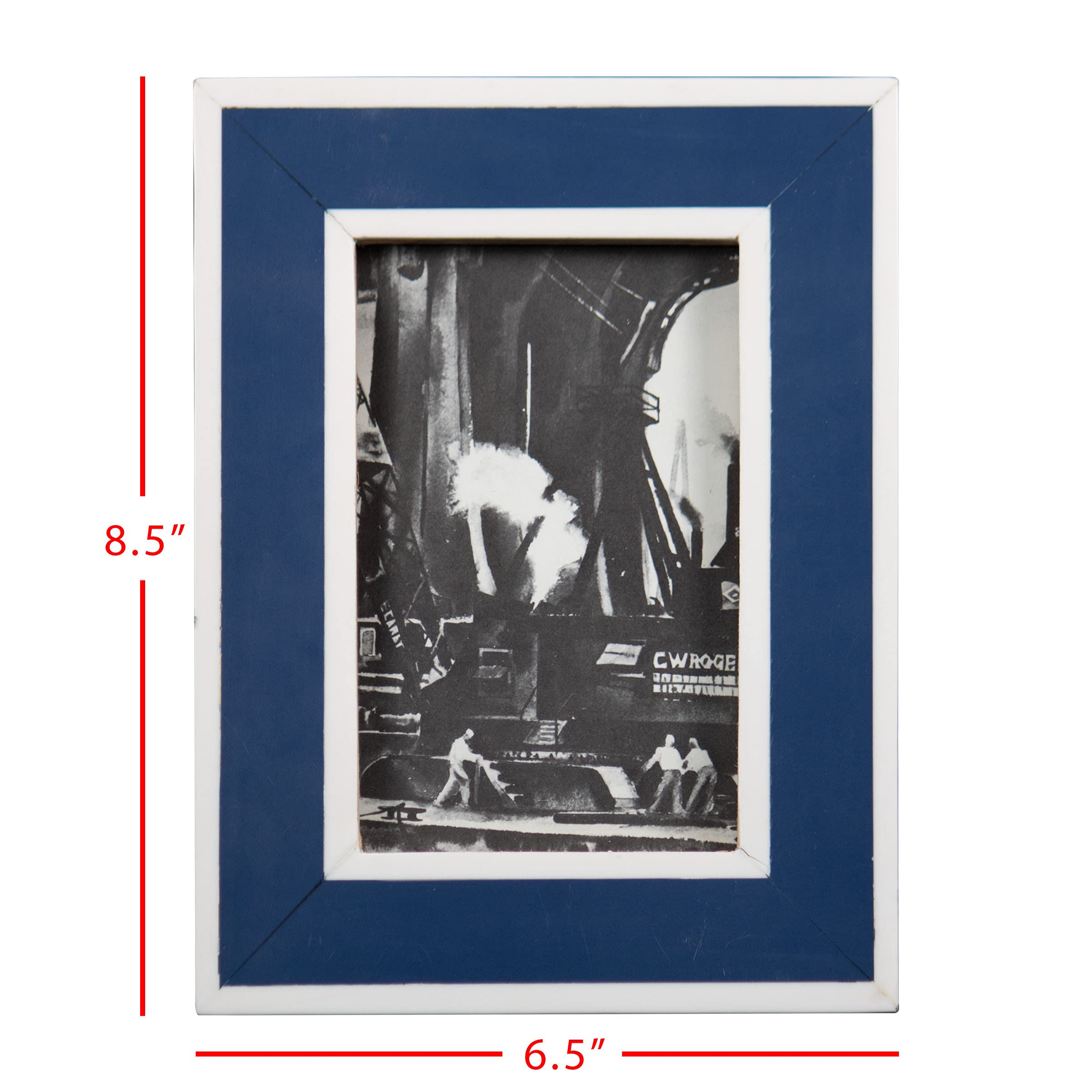 Foreside Home & Garden Blue and White Resin 4x6 Inch Wood Decorative Picture Frame FFRD09977