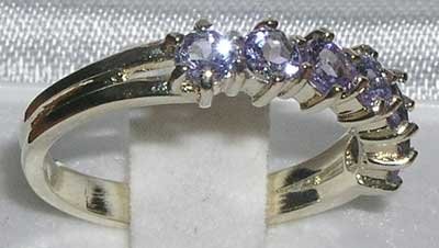 925 Sterling Silver Natural Tanzanite Womans Eternity Promise Ring - Size 7.5