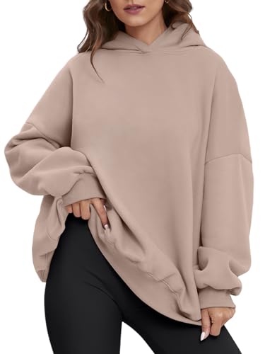 ATHMILE Fall Outfits for Women 2023 Hoodies Oversized Sweatshirt Sweaters Fleece Lined Plus Size Y2K Long Sleeve Tops Casual Fashion Coffee Grey