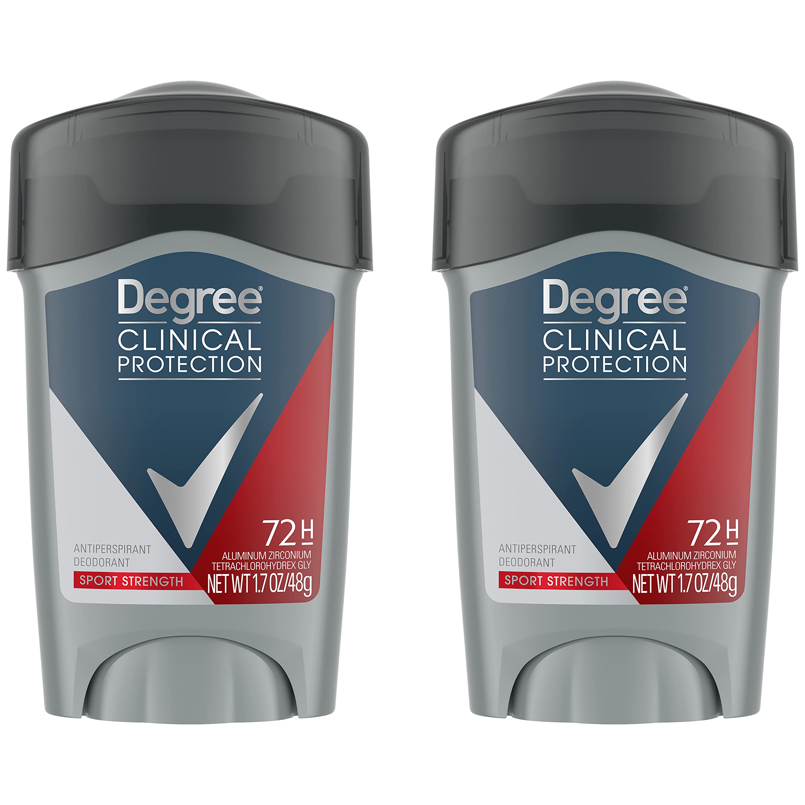 Degree Men Antiperspirant Deodorant Sport Strength,72-Hour Sweat & Odor Protection Prescription-Strength Antiperspirant For Men with MotionSense Technology, 1.7 oz (Pack of 2)