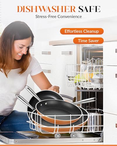 GOTHAM STEEL 10 Pc Copper Pots and Pans Set Non Stick Cookware Set, Kitchen Cookware Sets, Pot and Pan Set, Pot Set, Non Toxic Cookware Set, Frying Pan Set, Dishwasher Safe