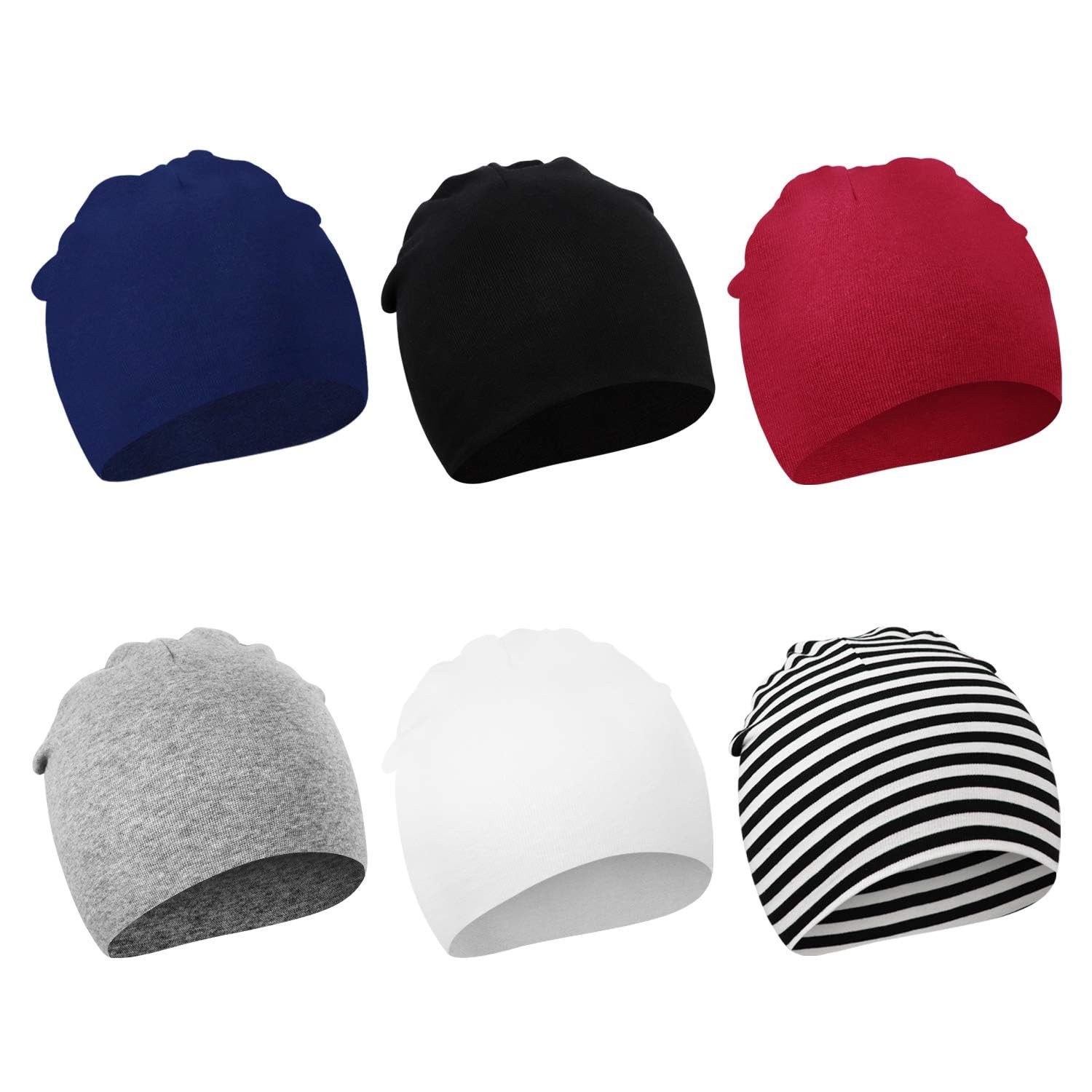 DRESHOW BQUBO 6 Pack Baby Hats for Boys Girls Unisex Baby Beanie Hat Soft Cute Knit Cap Nursery Beanie for Newborn Infant Toddler Kid