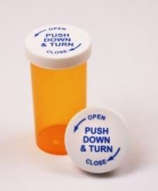 Pharmacy Vials Child Resistant Cap - Push Down and Turn - Amber - 20 dram - 12 pcs (Prescription Vial, Medicine Container, Pill Bottle) by AmexDrug