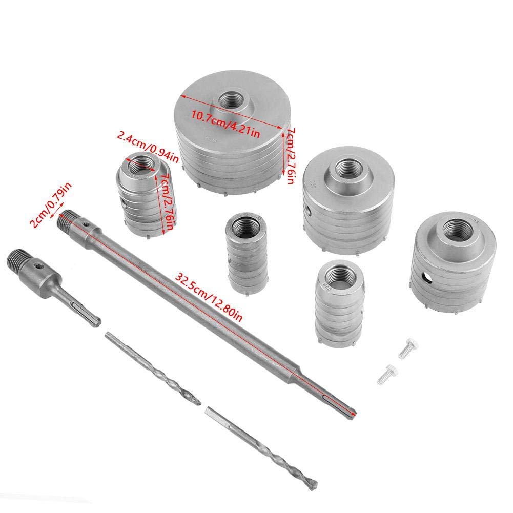 Drill Bit Set, 10pcs TCT Core Drill Bit Set SDS Plus Extension Shank Tungsten Masonry Diamond Hole Cutters for Concrete Stone Granite Marble Tiles Ceramic