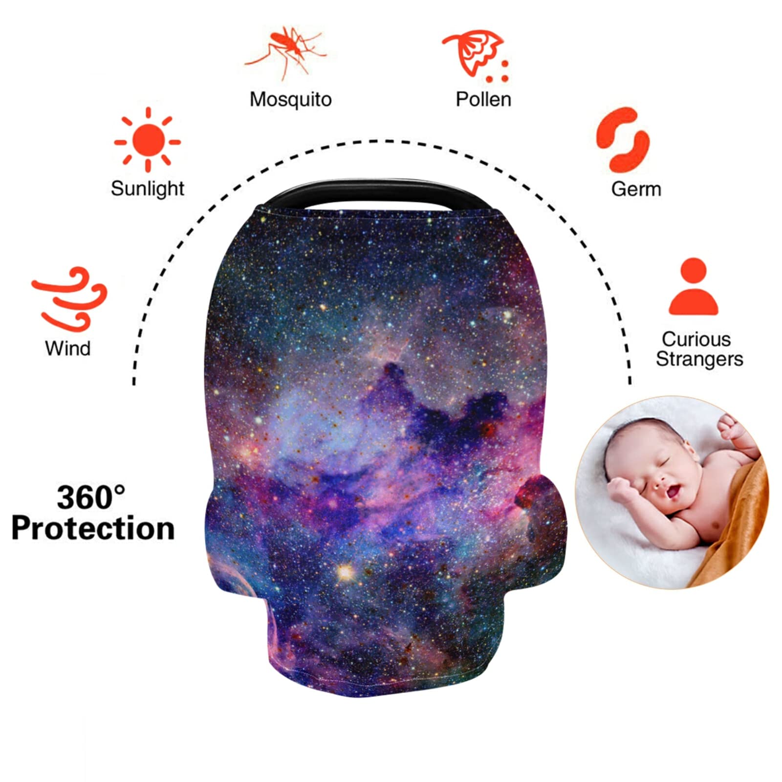 Nursing Cover Breastfeeding Scarf Space Galaxy- Baby Car Seat Covers, Infant Stroller Cover, Carseat Canopy(57)