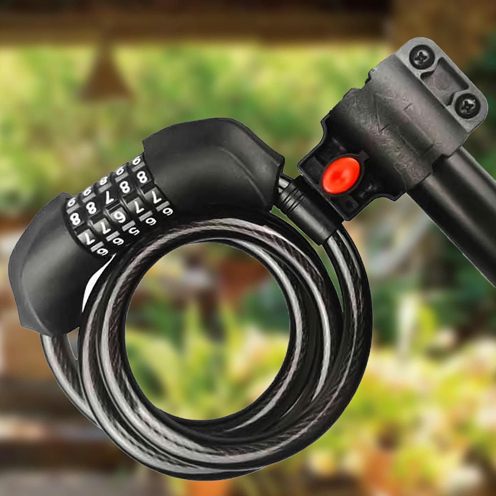 5-Digits Code Combination Chain Lock Heavy Duty Cable Anti Theft Metal Cable Lock for Mountain Bike Safety Lock Safe for Bicycle