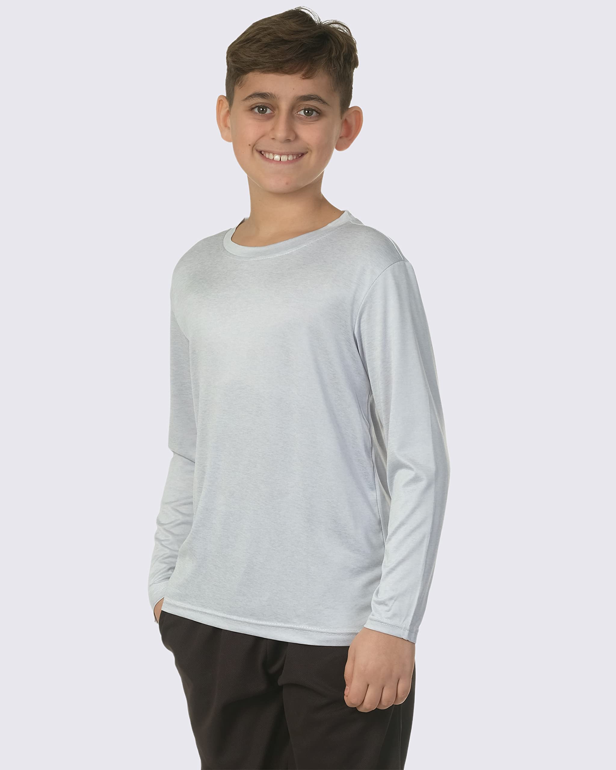 4 Pack:Boys Youth Active Wear Athletic Quick Dry-Fit Moisture Wicking Performance Basketball Gym Essentials Sport Long Sleeve Crew Undershirt Tee Top Top-Set 3, Medium