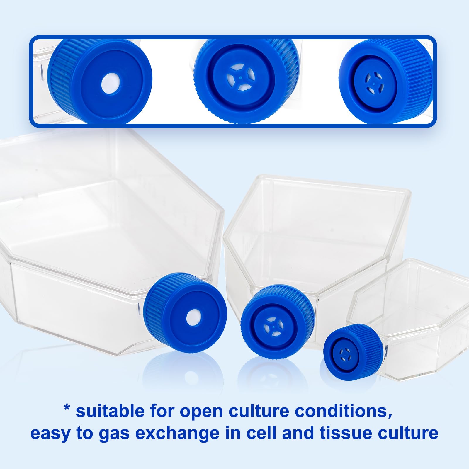 CryoKing Cell Culture Flasks, Sterile Plastic Tissue Culture Bottle with Filter Cap, 75cm² Culture Area, TC Treated, 25ml Working Volume, Pack of 5