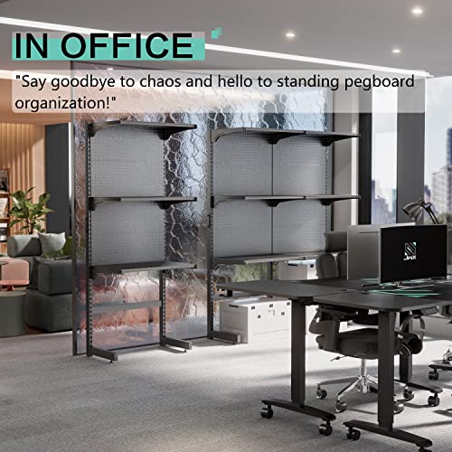 JWX DDB Gaming Standing Shelf Units, 30ββ Home Office cabinets with Metal Pegboard and 15 Pieces Organizer Tool Holders