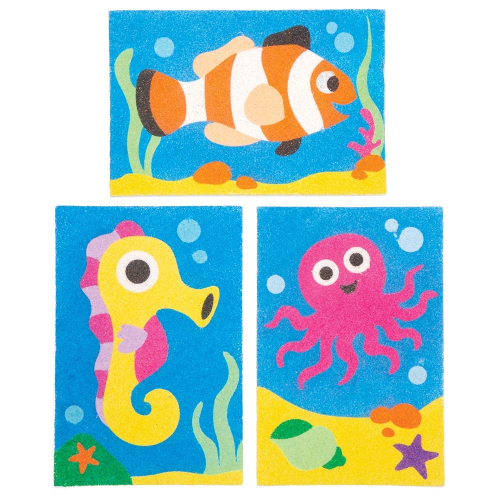Baker Ross AW378 Sealife Sand Art Pictures (Pack of 8), Assorted
