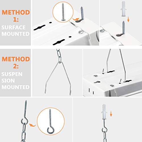 4FT Linkable LED Shop Light for Garages, 42W 4800LM 5000K Daylight LED Shop Lights, LED Ceiling Light with Pull Chain (ON/Off), Linear Worklight Fixture with Plug, 1 Pack
