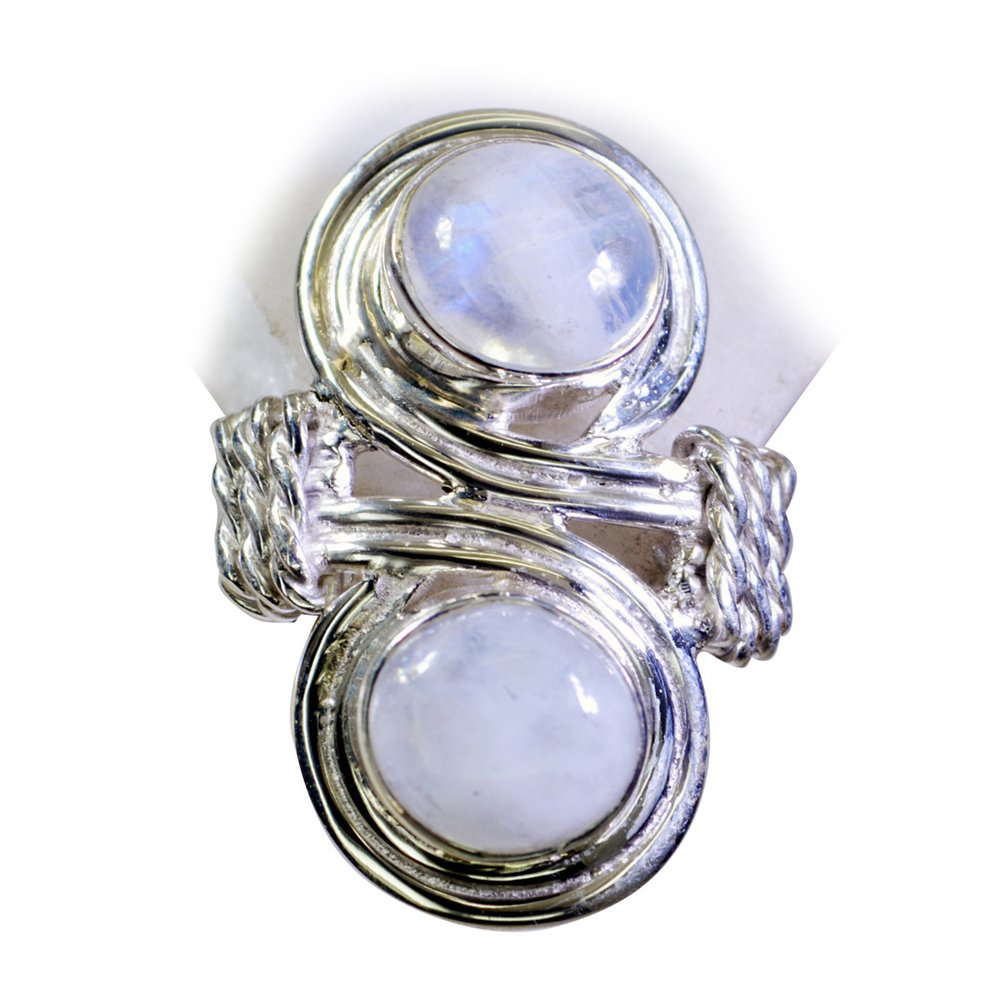 55Carat Genuine Rainbow Moonstone Silver Ring for Women Astrological Handmade US 4,5,6,7,8,9,10,11,12