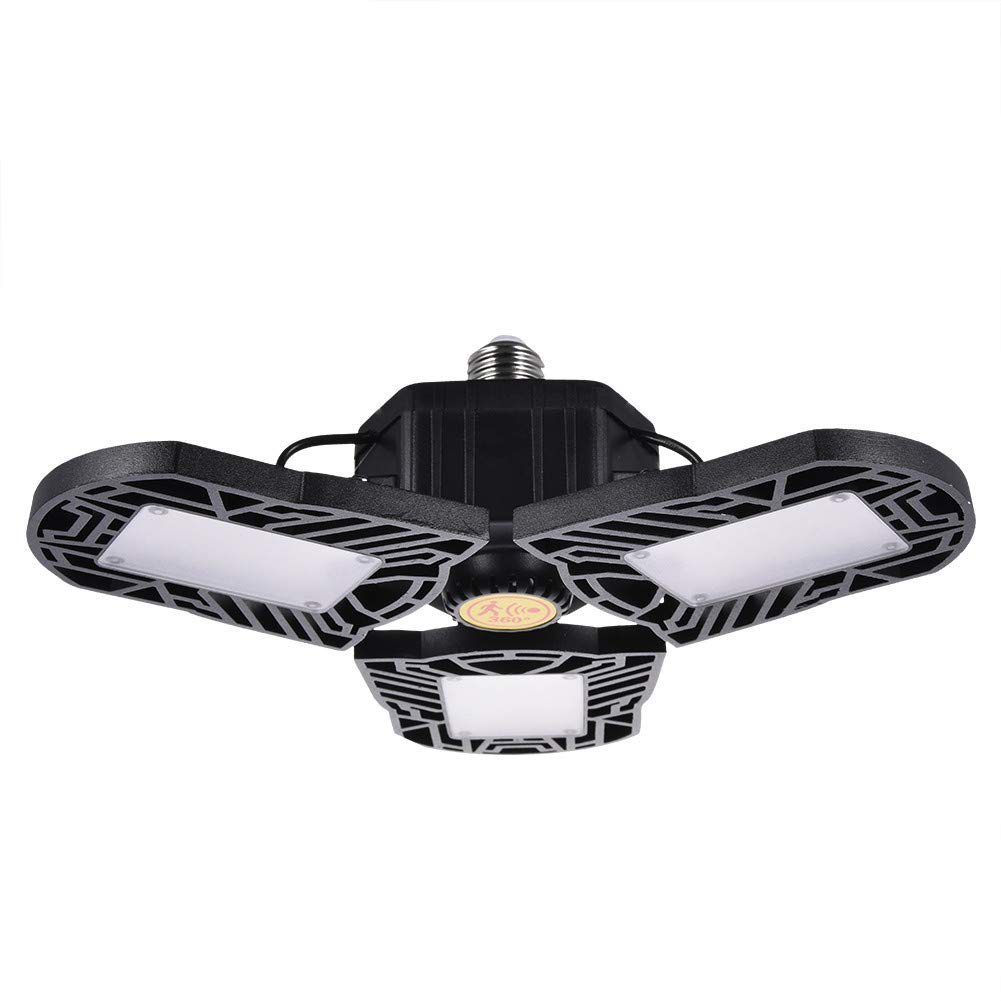 60W Deformable LED Garage Light, Motion Activated Garage Lighting, 6000LM Ceiling Light E26/E27 Factory Industrial Lighting, Cold White 6000K Light IP65 For Garage, Warehouse, Workshop