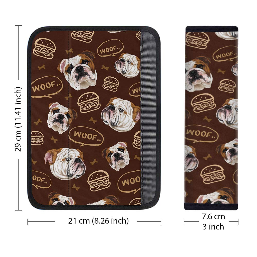 WIRESTER Soft Car Safety Seat Belt Shoulder Pad Cover Design, Cushion Harness Comfortable Pad - English Bulldog Face Pattern