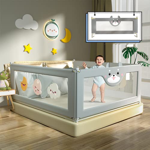 EAQ Bed Rail for Toddlers, Infants Safety Bed Guardrail, Toddler Bed Rails for Twin, Full Size, Queen &King Mattress,Extra Long Crib Rail Guard,One Pack(59", Dog)